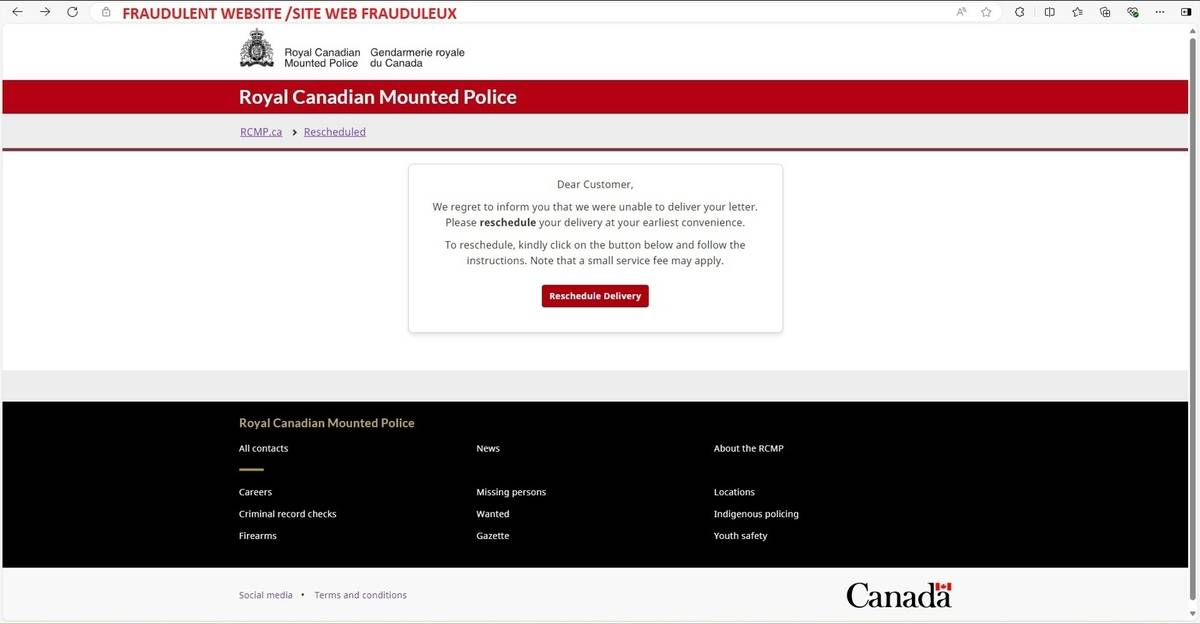 Warning: Phishing scam impersonating the RCMP | Royal Canadian Mounted ...
